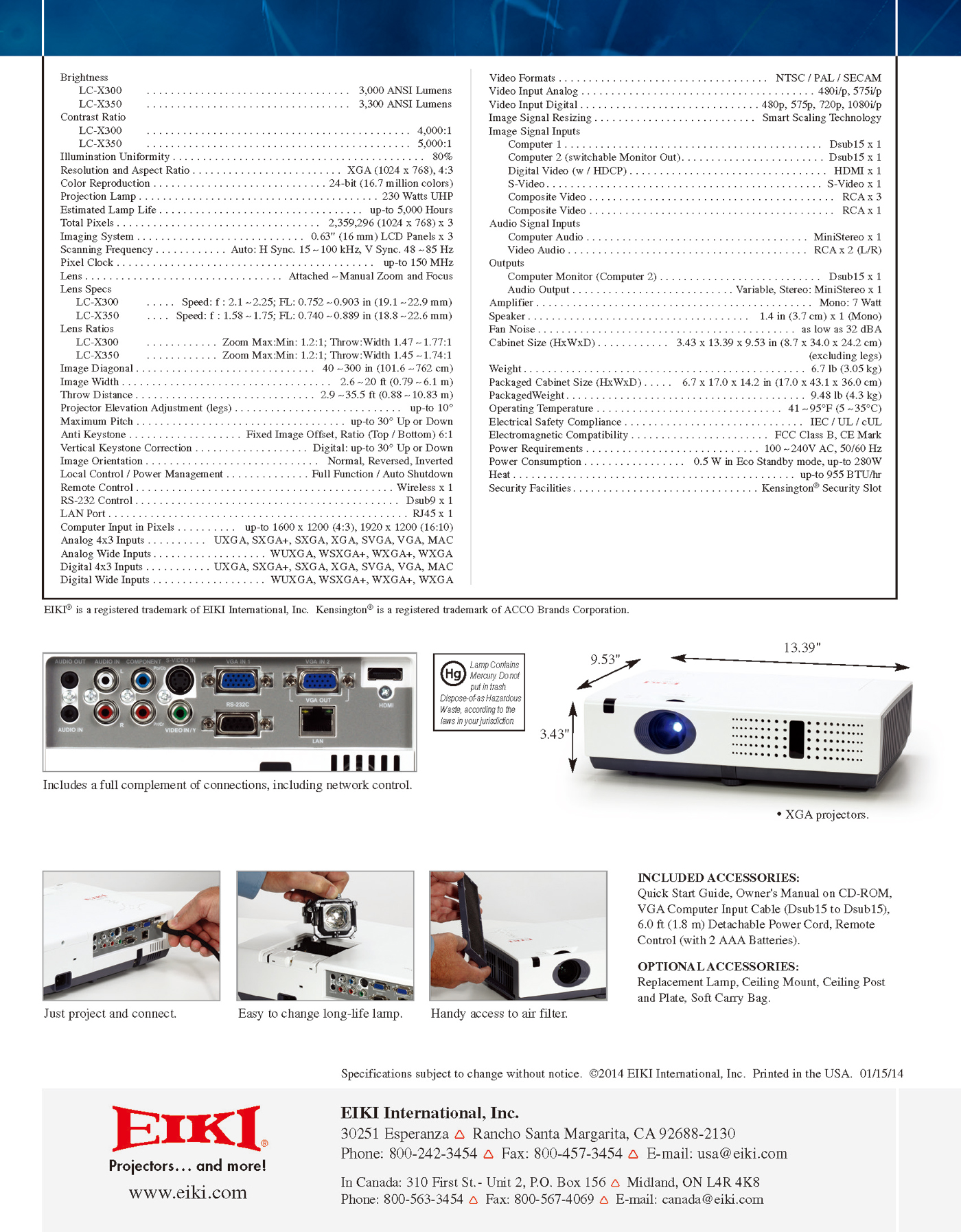 LC-X300 : EIKI Projectors | 에이키 프로젝터 - Previous Model